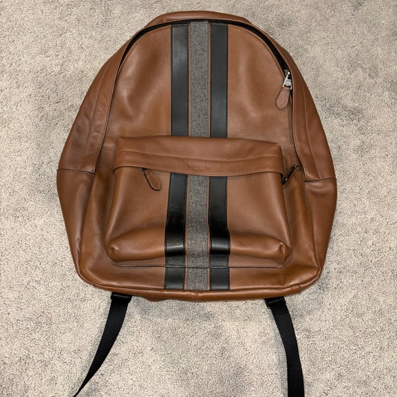 Coach | Bags | Coach Charles Back Pack Brown Pebble Leather With ...